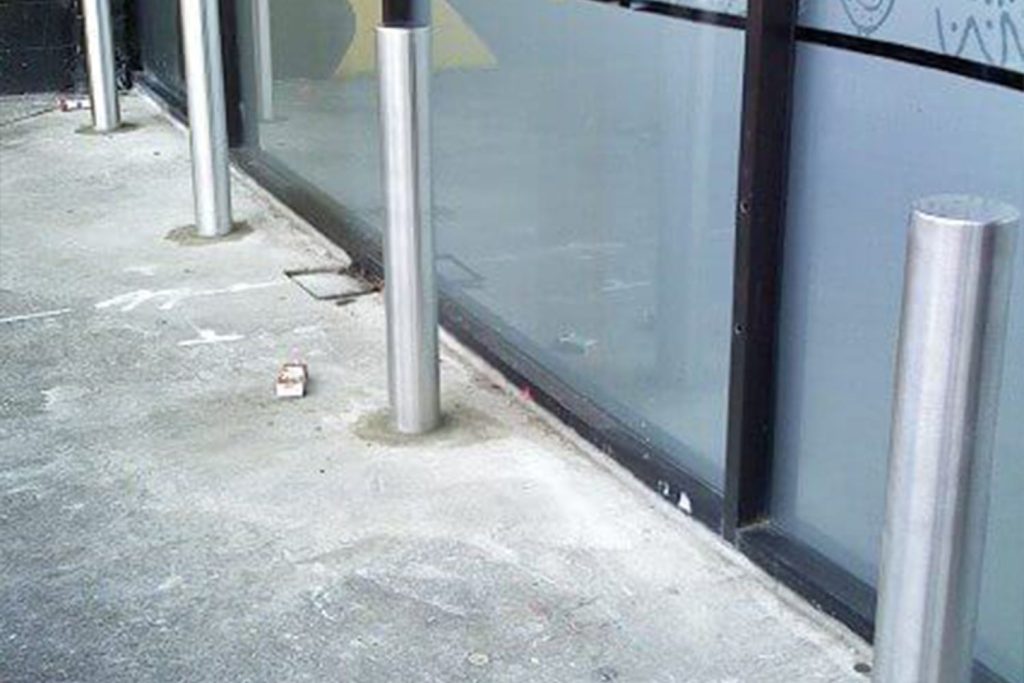 Welded flat top plant mount bollard - ARA Shelters & Structures